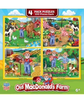 Masterpieces Old MacDonald's Farm 4-Pack 100 Piece Jigsaw Puzzles - Macy's