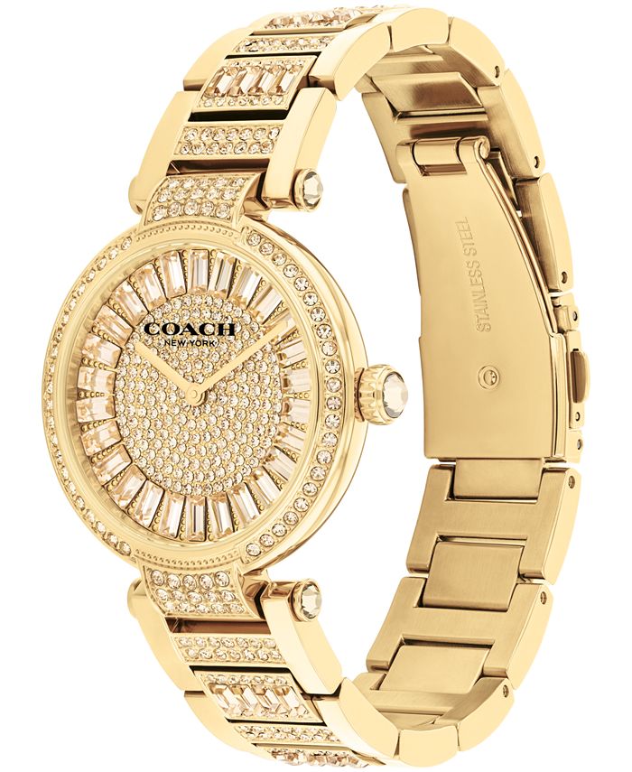 COACH Women's Cary Gold-Tone Stainless Steel Crystal Watch 34mm - Macy's