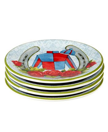 Certified International Derby Day at the Races Set of 4 Canape Plates ...
