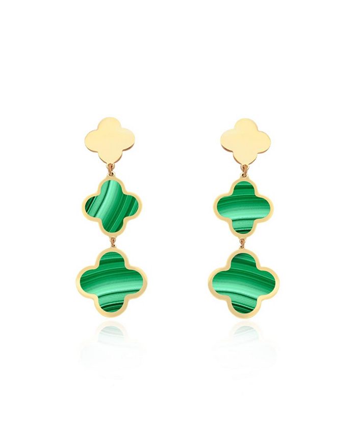 The Lovery Malachite Graduating Clover Dangle Earrings - Macy's
