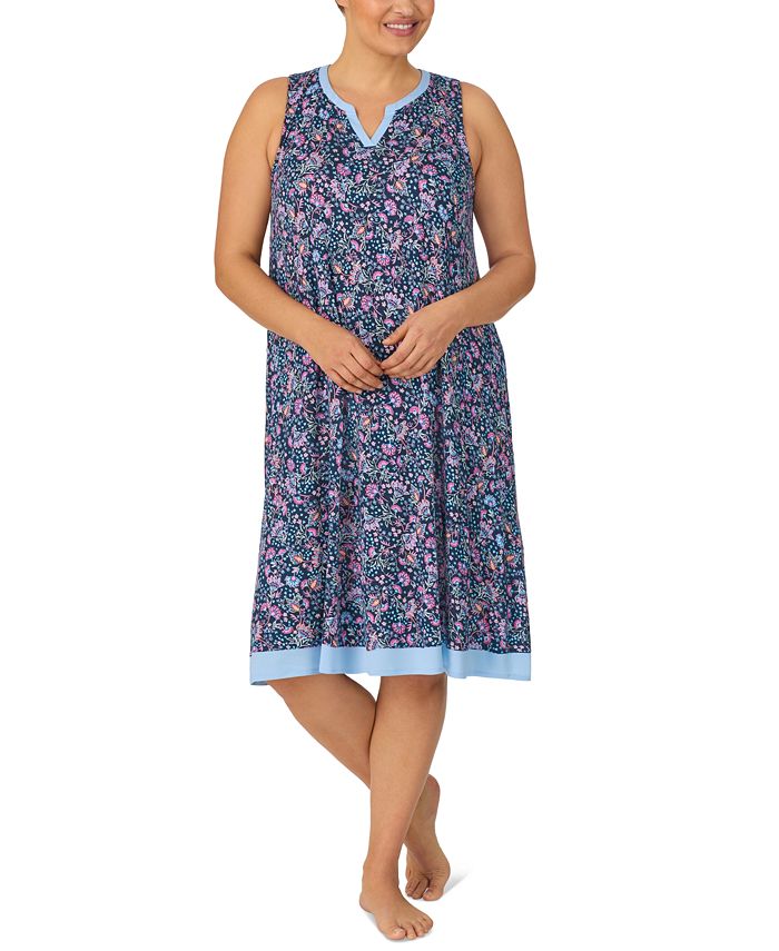 Ellen Tracy Plus Size Sleeveless Split-Neck Nightgown - Macy's