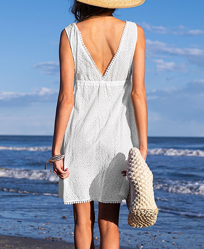 CUPSHE Women's White Tassel Eyelet Cover-up Beach Dress - Macy's