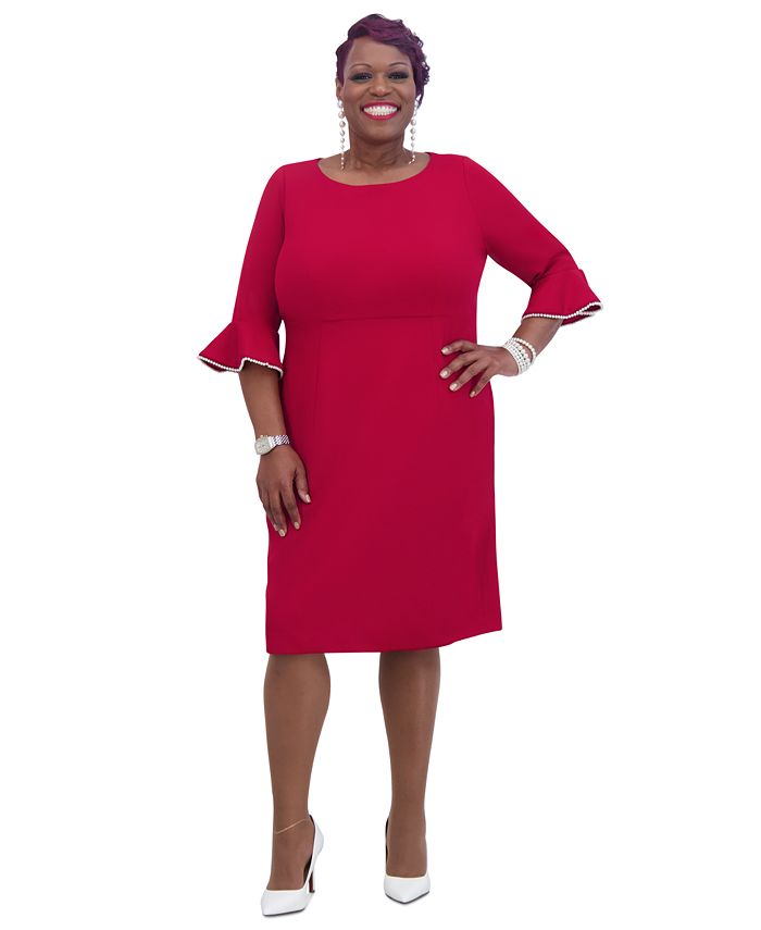 Kasper Kat Elbow-Sleeve Ruffled-Cuff Dress - Macy's