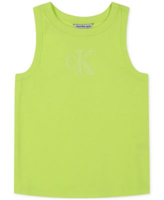 Calvin Klein Big Girls Ribbed Racerback Logo Tank Top - Macy's