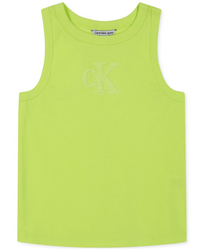 Calvin Klein Big Girls Ribbed Racerback Logo Tank Top - Macy's
