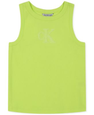 Calvin Klein Big Girls Ribbed Racerback Logo Tank Top - Macy's