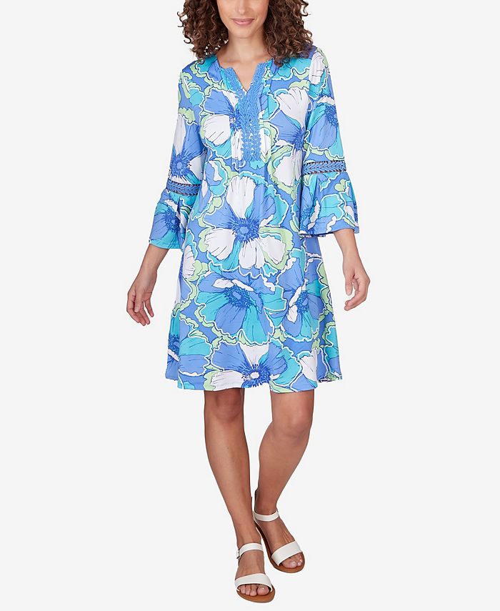 Ruby Rd. Petite Floral Puff Print Dress - Macy's