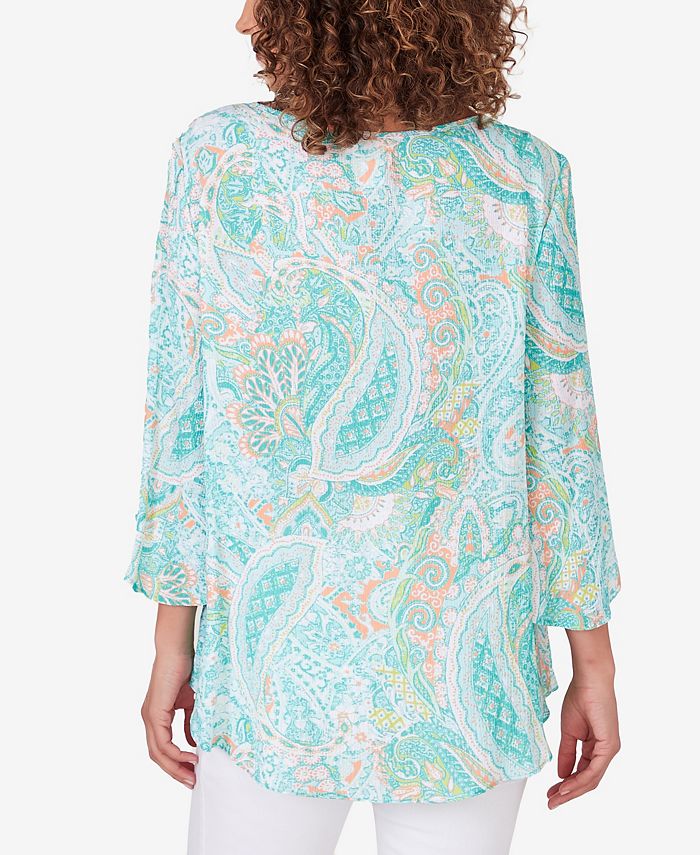 Ruby Rd. Petite Knit Turkish Paisley Top - Macy's