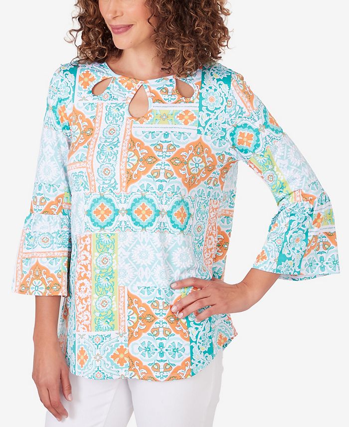 Ruby Rd. Petite Breezy Eclectic Patchwork Knit Top - Macy's