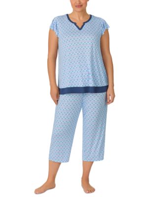 Ellen Tracy Plus Size 2-Pc. Printed Cropped Pajamas Set - Macy's