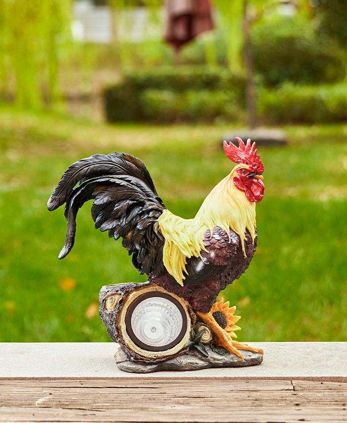 Glitzhome Resin Solar Powered Vibrant Rooster Garden Statue - Macy's