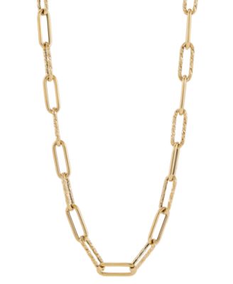 Polished Paperclip Tube Link 22" Chain Necklace in 14k Gold, Created ...