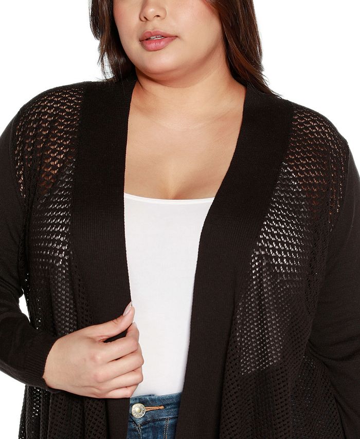 Belldini Plus Size Hi-Low Open-Front Swing Cardigan Sweater - Macy's
