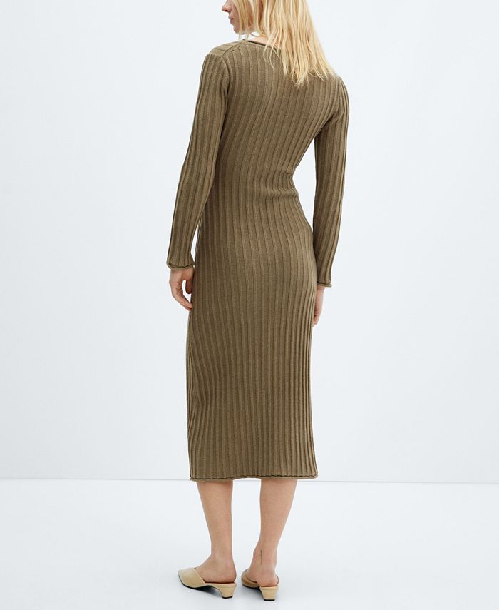 MANGO Women's Ribbed Knit Dress - Macy's