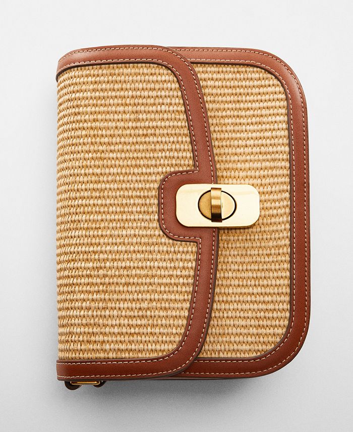 MANGO Women's Raffia-Effect Shoulder Bag - Macy's