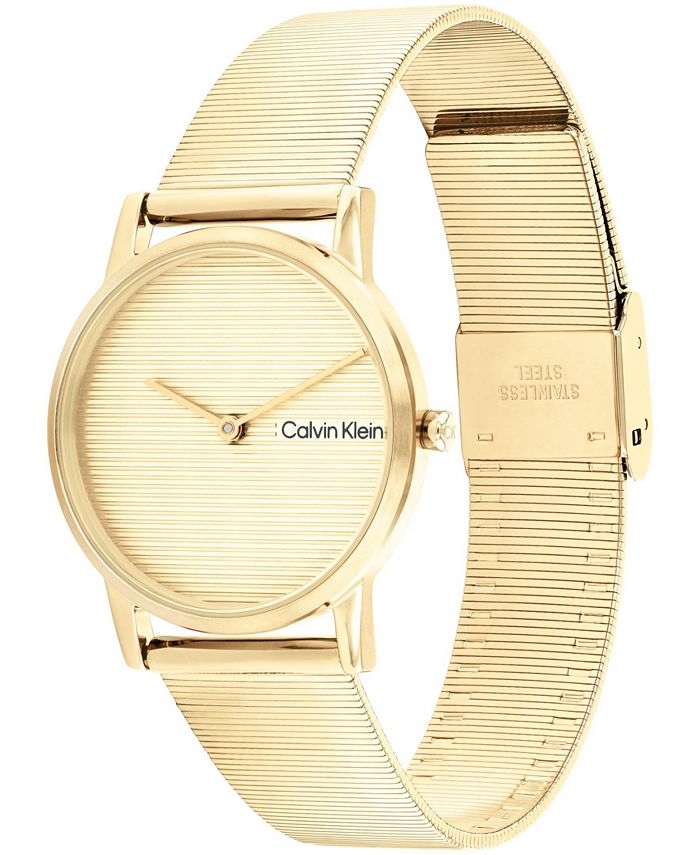 Calvin Klein Women's CK Feel Gold-Tone Stainless Steel Mesh Watch 30mm ...