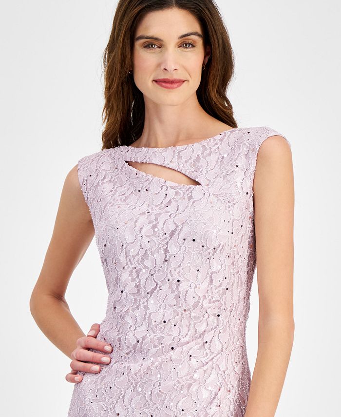 Connected Women's Lace Cutout Cap-Sleeve Gown - Macy's