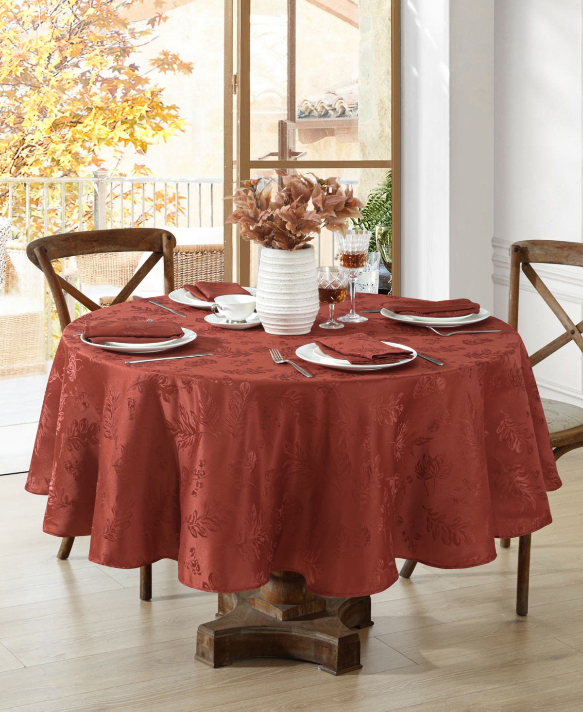 Click here for Elrene Elegant Woven Leaves Jacquard Damask Tablec... prices