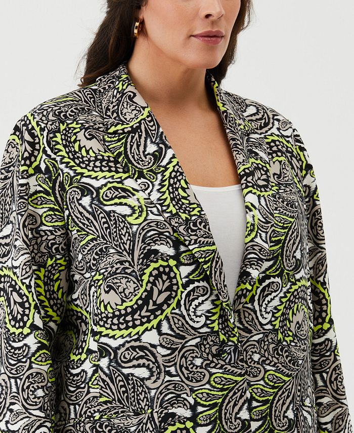 ELLA Rafaella Plus Size Unlined Paisley Print Single Breasted Blazer ...
