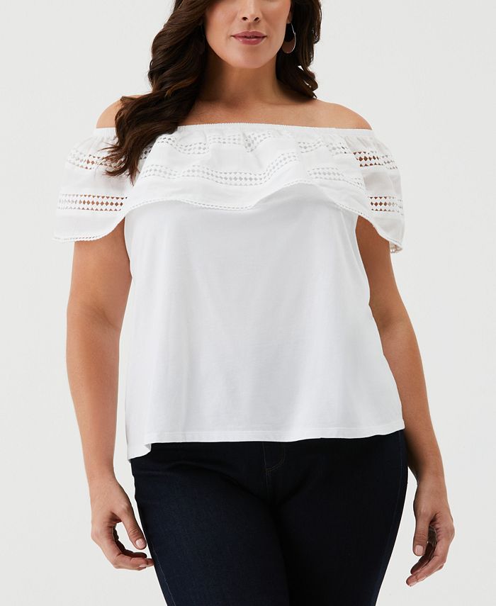 ELLA Rafaella Plus Size Embroidered Off the Shoulder Top - Macy's