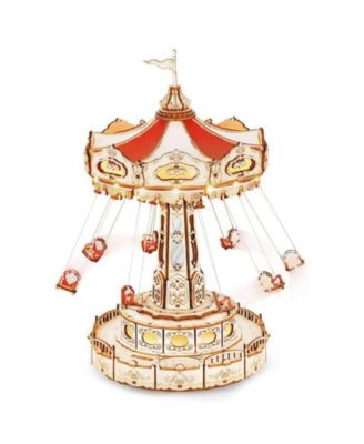 Robotime 3D Wooden Puzzle Game - Swing Ride - DIY Music Box Building Block - Easy Assembly ...