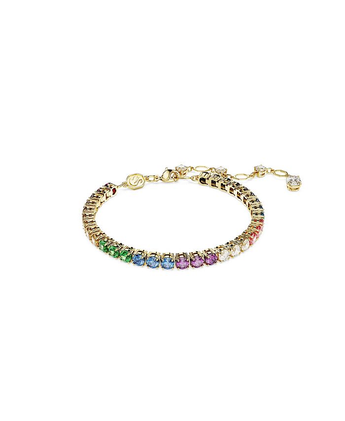Swarovski Multicolored Round Cut Gold-Tone Plated Matrix Bracelet - Macy's