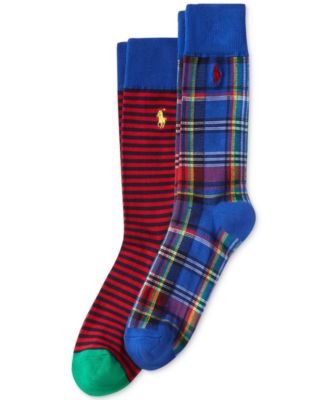 Polo Ralph Lauren Men's 2-Pk. Stripes & Plaid Slack Socks - Macy's