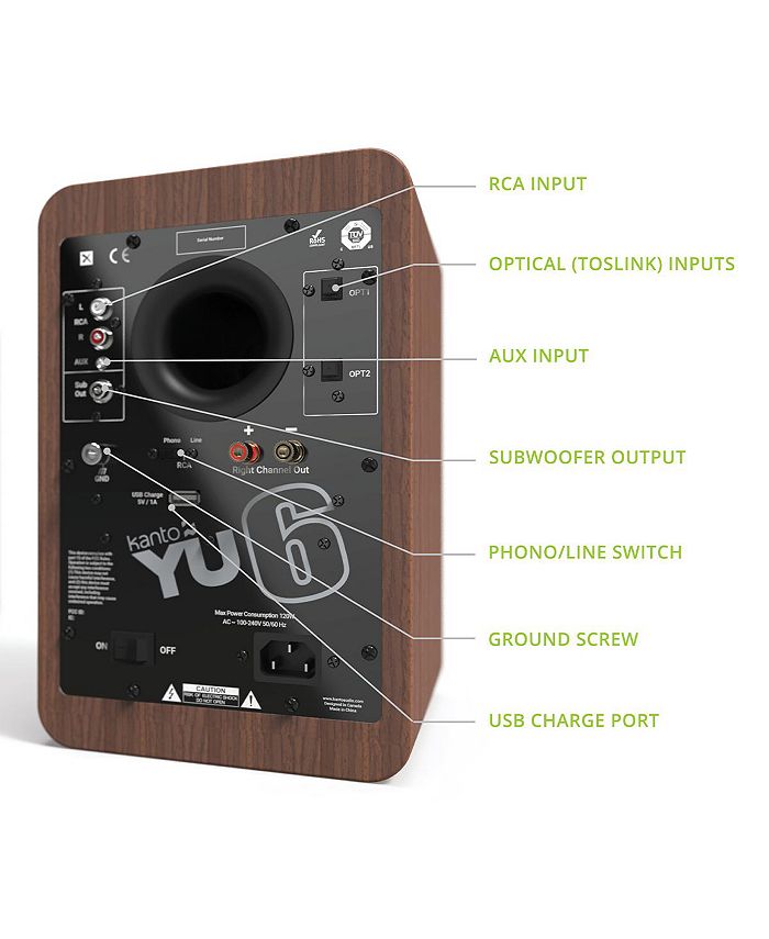 Kanto YU6 Powered Bookshelf Speakers with Built-In Bluetooth - Pair ...