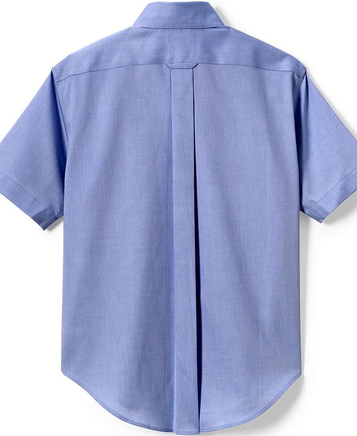 Lands' End Little Boys Short Sleeve No Iron Pinpoint Dress Shirt - Macy's