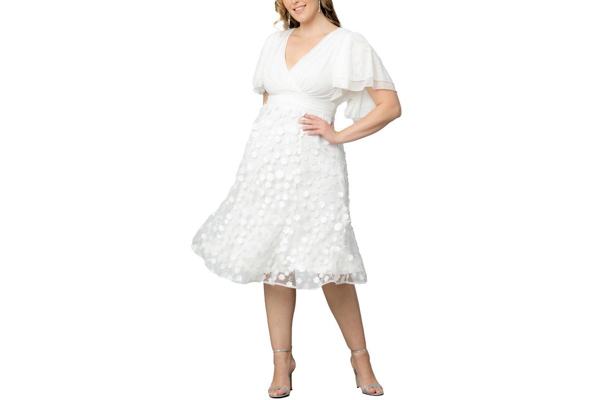 Click here for Kiyonna Plus Size Pretty Petals Mesh Cocktail Dres... prices