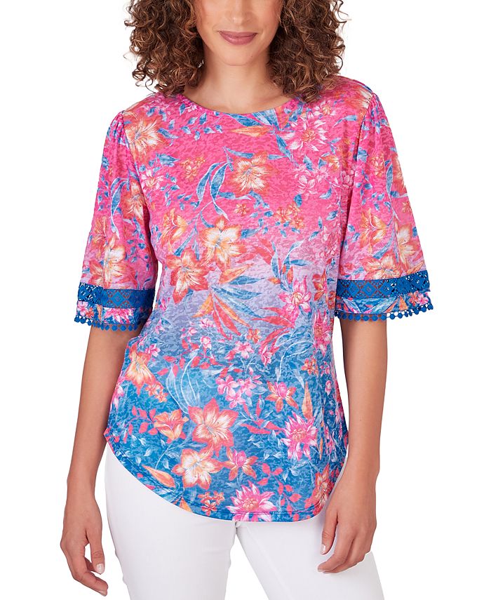 Ruby Rd. Petite Ombre Floral Top - Macy's