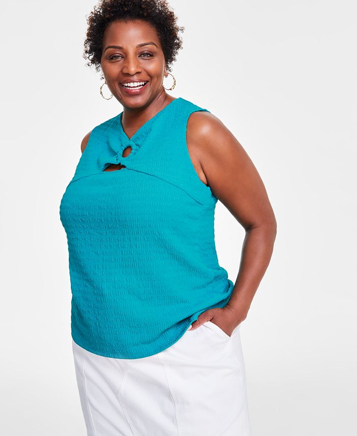 I.N.C. International Concepts Plus Size Textured O-Ring Top, Created ...