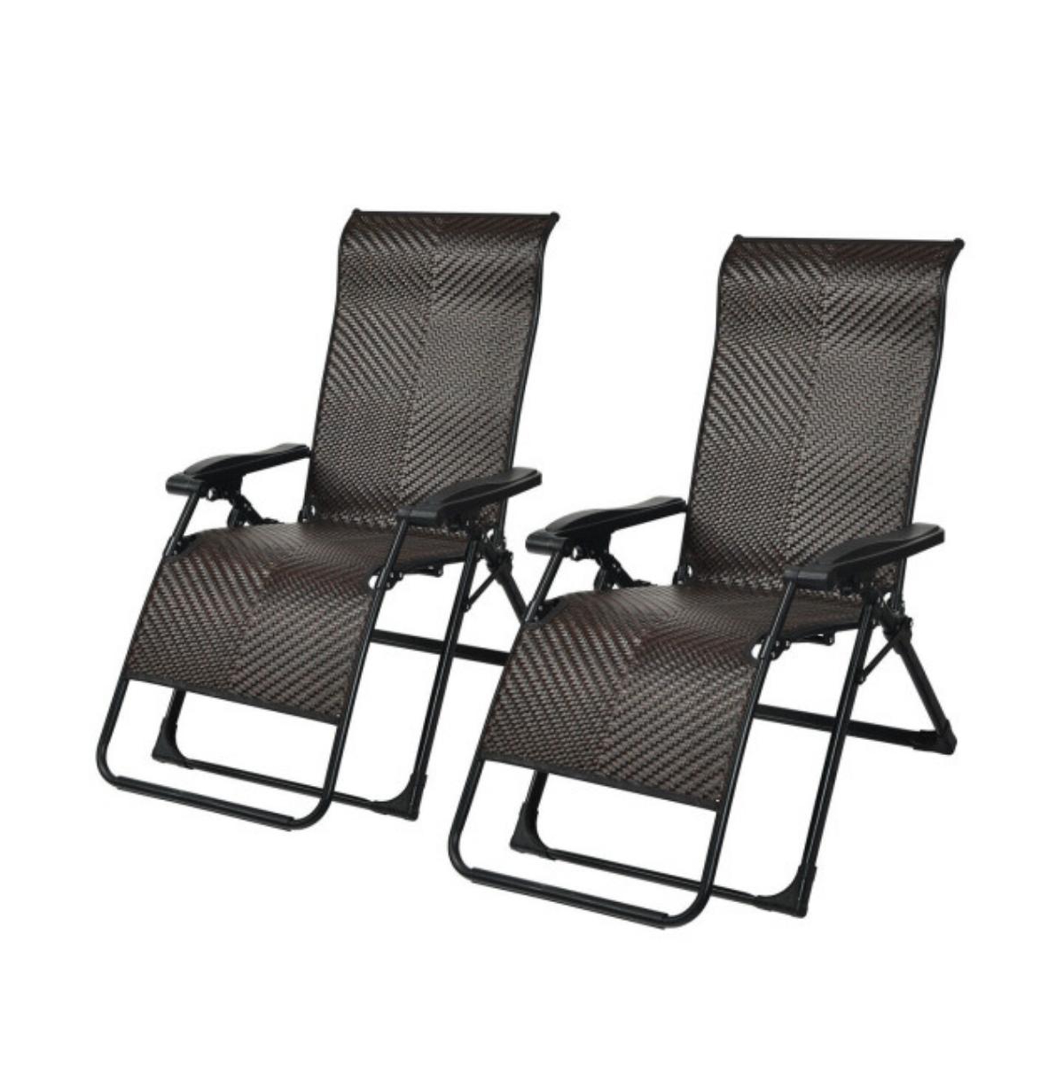 Click here for Slickblue 2PCS Patio Rattan Zero Gravity Lounge Ch... prices
