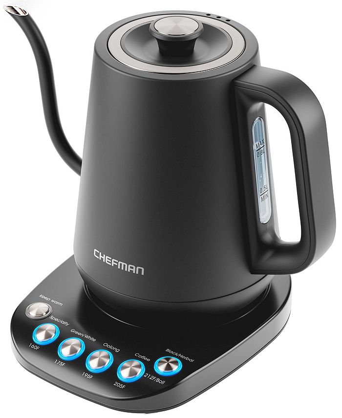 Chefman 0.8L Gooseneck Kettle with 5 Preset Temperatures & Keep Warm ...