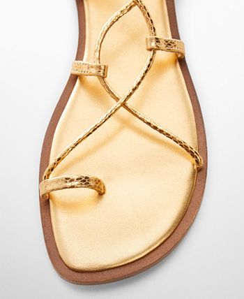 MANGO Women's Leather Straps Sandals - Macy's