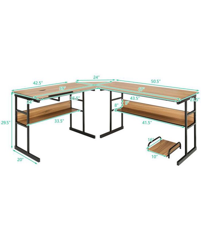 Slickblue L-Shaped Computer Desk with Tiltable Tabletop - Macy's