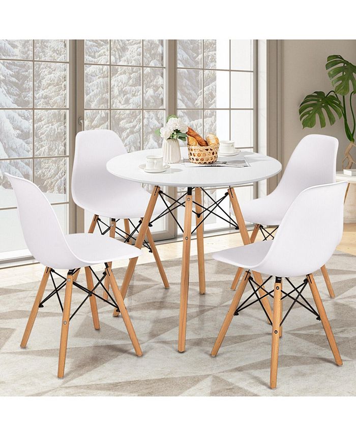 Slickblue Round Modern Dining Table with Solid Wooden Leg-White - Macy's
