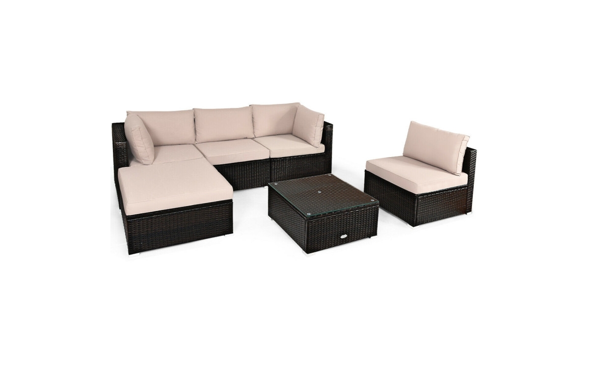Click here for 6-Piece Outdoor Patio Sectional Sofa Set with Coff... prices