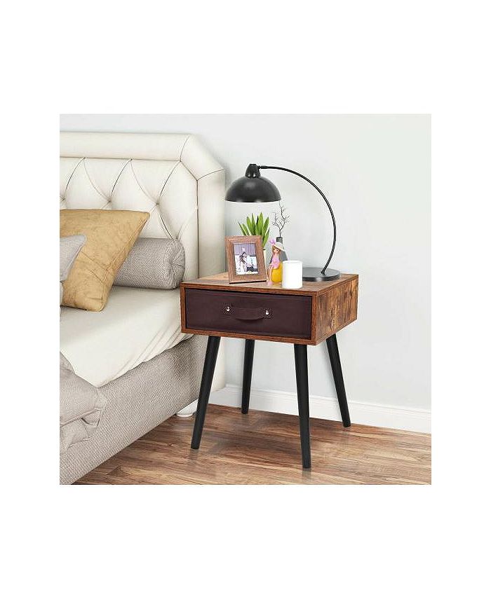 Slickblue Mid-Century End Accent Bedside Table-Brown - Macy's