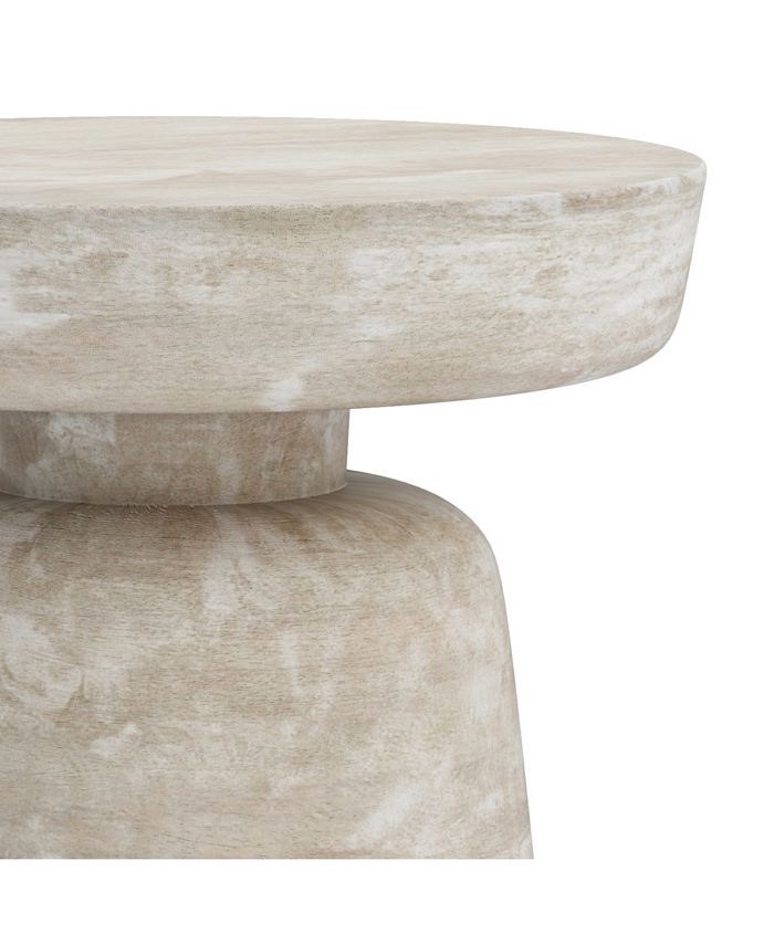 Simpli Home Robbie Solid Mango Wood Accent Table in Distressed White ...