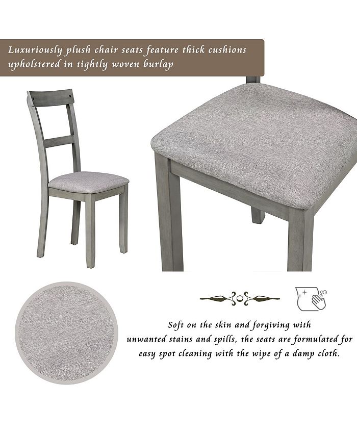 Simplie Fun 5 Piece Dining Table Set Industrial Wooden Kitchen Table ...