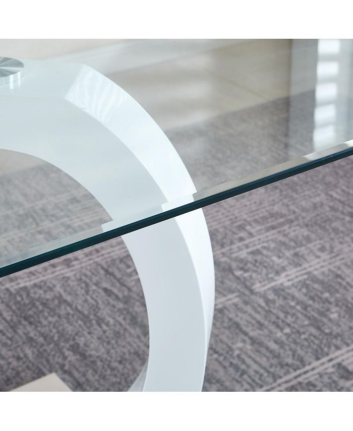 Simplie Fun Modern Design Tempered Glass Dining Table With MDF Middle ...