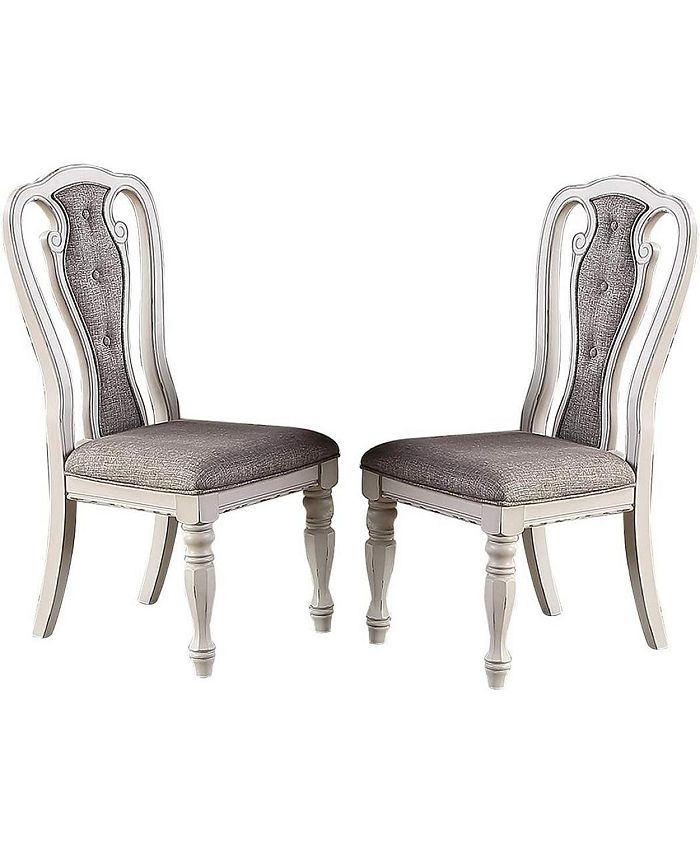 Simplie Fun Set Of 2 Dining Chairs Grey Upholstered Tufted Unique ...