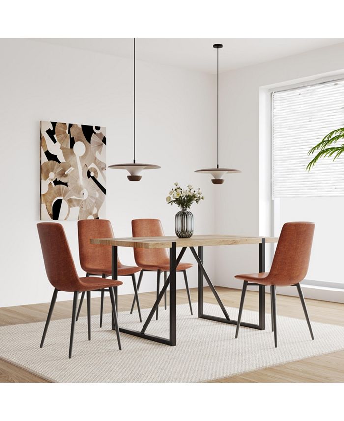 Simplie Fun 55"Rustic Industrial Rectangular MDF Wood Color Dining ...