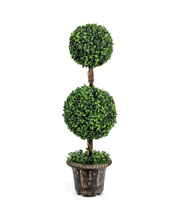 Slickblue 36 Inch Artificial Double Ball Tree Indoor and Outdoor UV ...