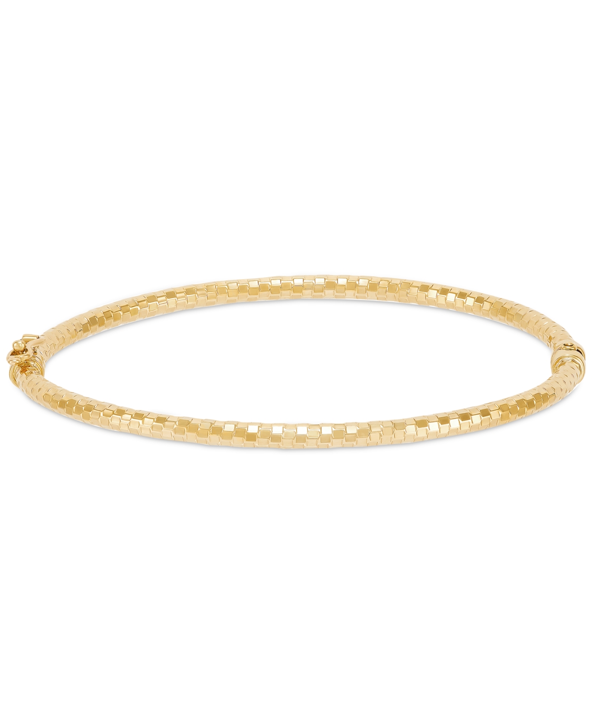 Click here for Italian Gold Textured Disco-Cut Hinged Bangle Brac... prices