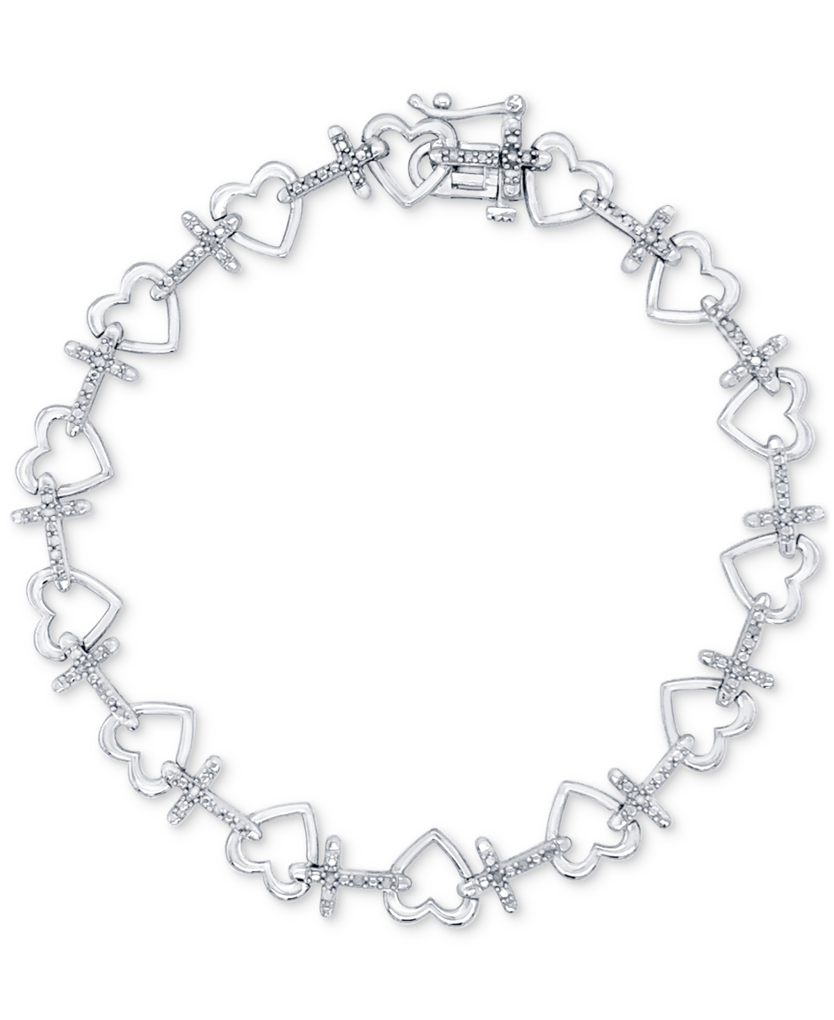 Click here for Diamond Heart & Cross Link Bracelet (1/6 ct. t.w.)... prices