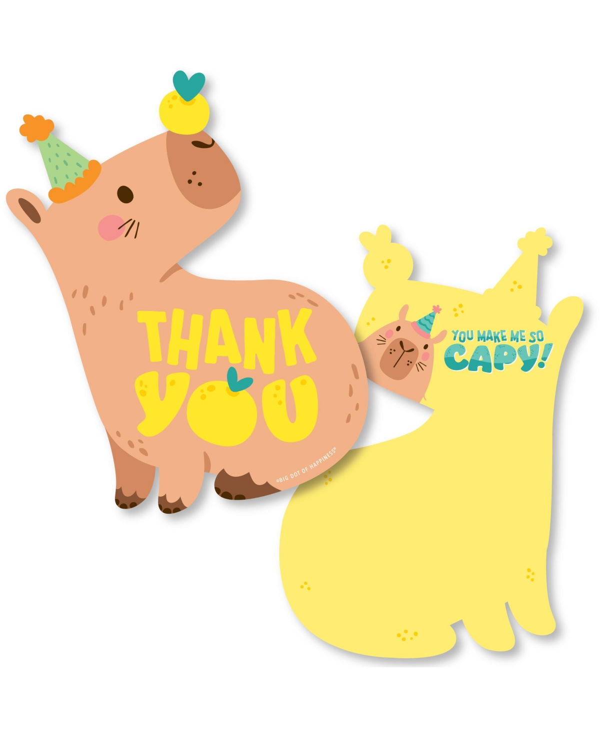 Big Dot of Happiness Capy Birthday - Capybara Party Shaped Thank You ...