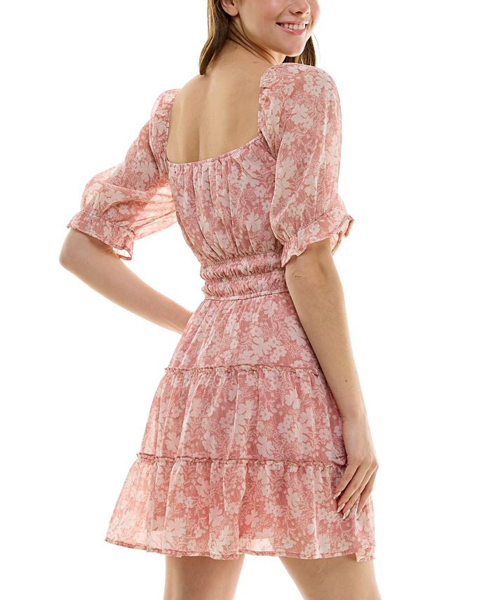 Trixxi Juniors' Emma Puff-Sleeve Mini Dress - Macy's