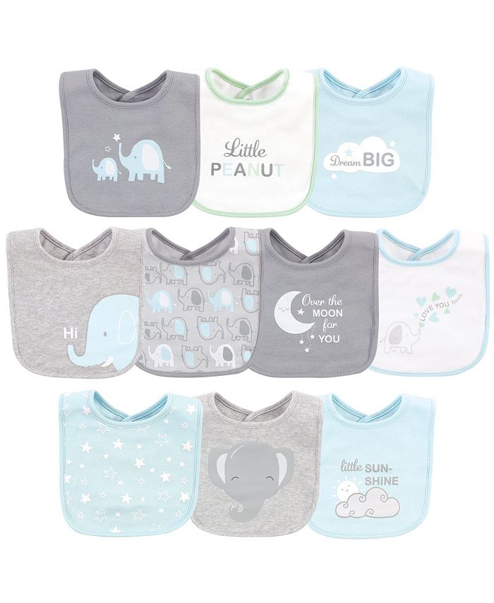Luvable Friends Baby Girl Interlock Cotton Drooler Bibs, Girl Basic ...